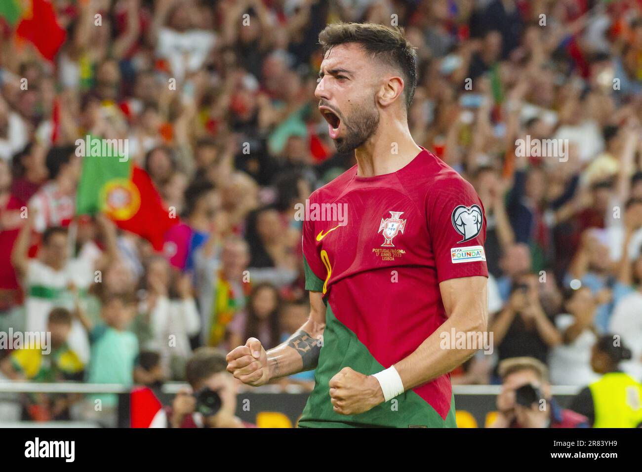 Bruno Fernandes of Portugal celebrating the second goal during the UEFA ...