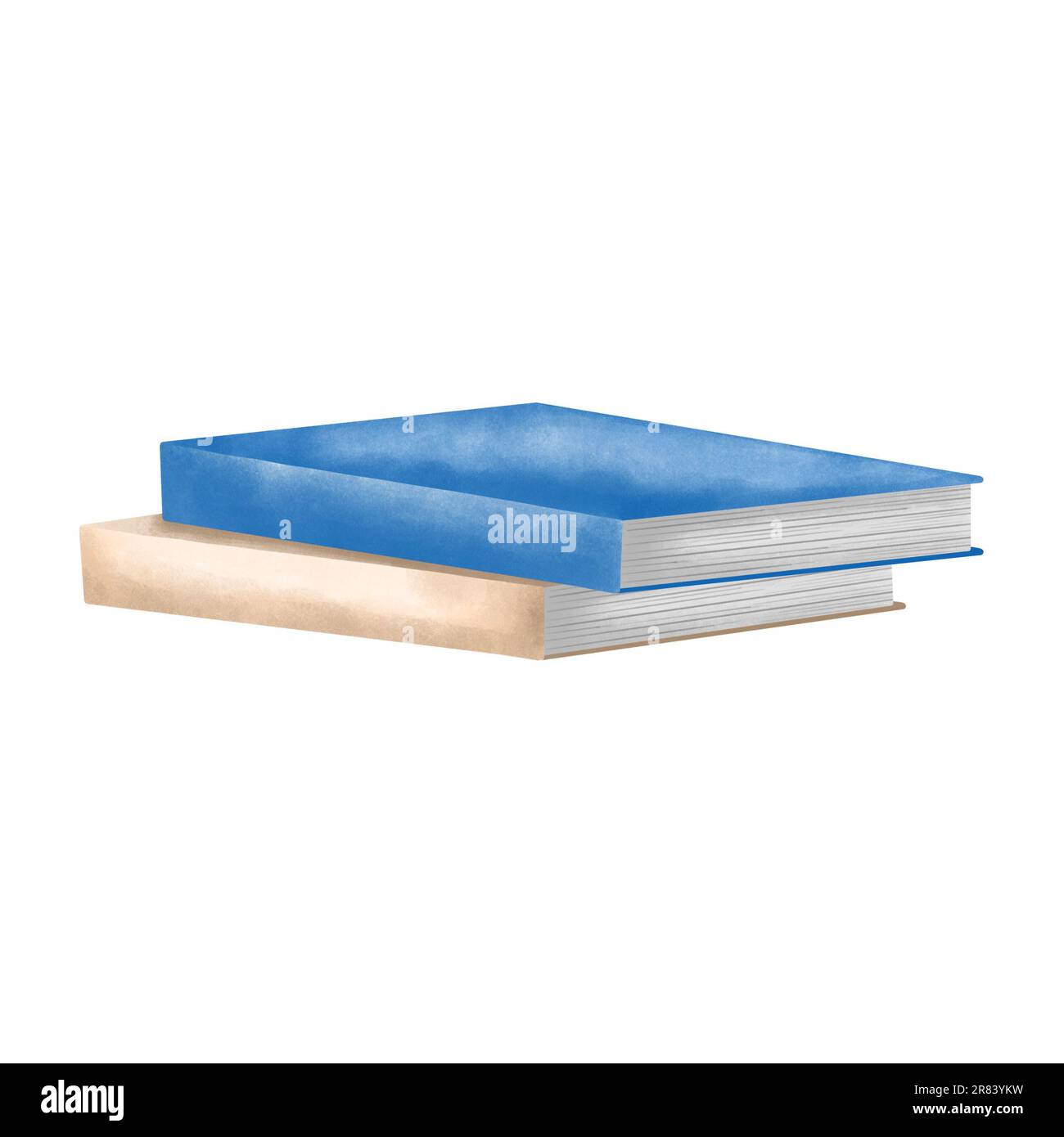 Watercolor stack of books clipart. Hand drawn watercolor blue and beige ...