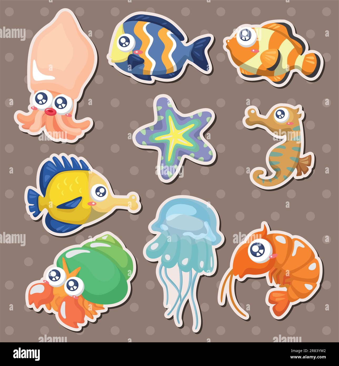 cartoon fish collection stickers Stock Vector Image & Art - Alamy