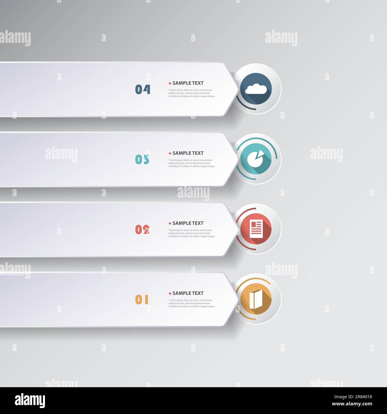 Colorful Modern Paper Cut Style Infographics Design - Horizontal Arrow ...