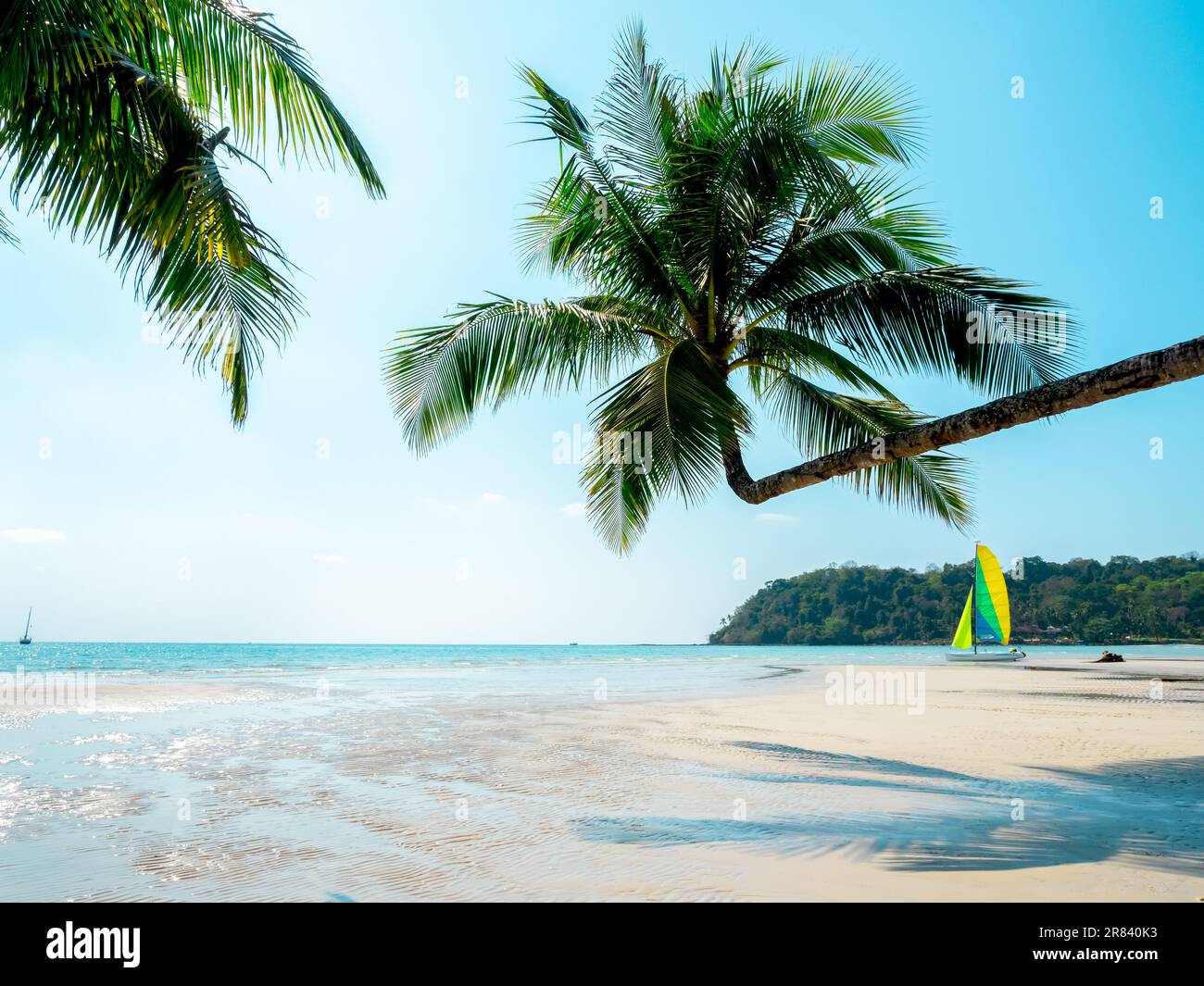 Bright seascape background on sunny day. Summer background with double ...