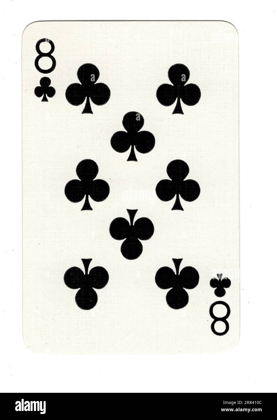 An eight of clubs vintage playing card on a white background Stock ...