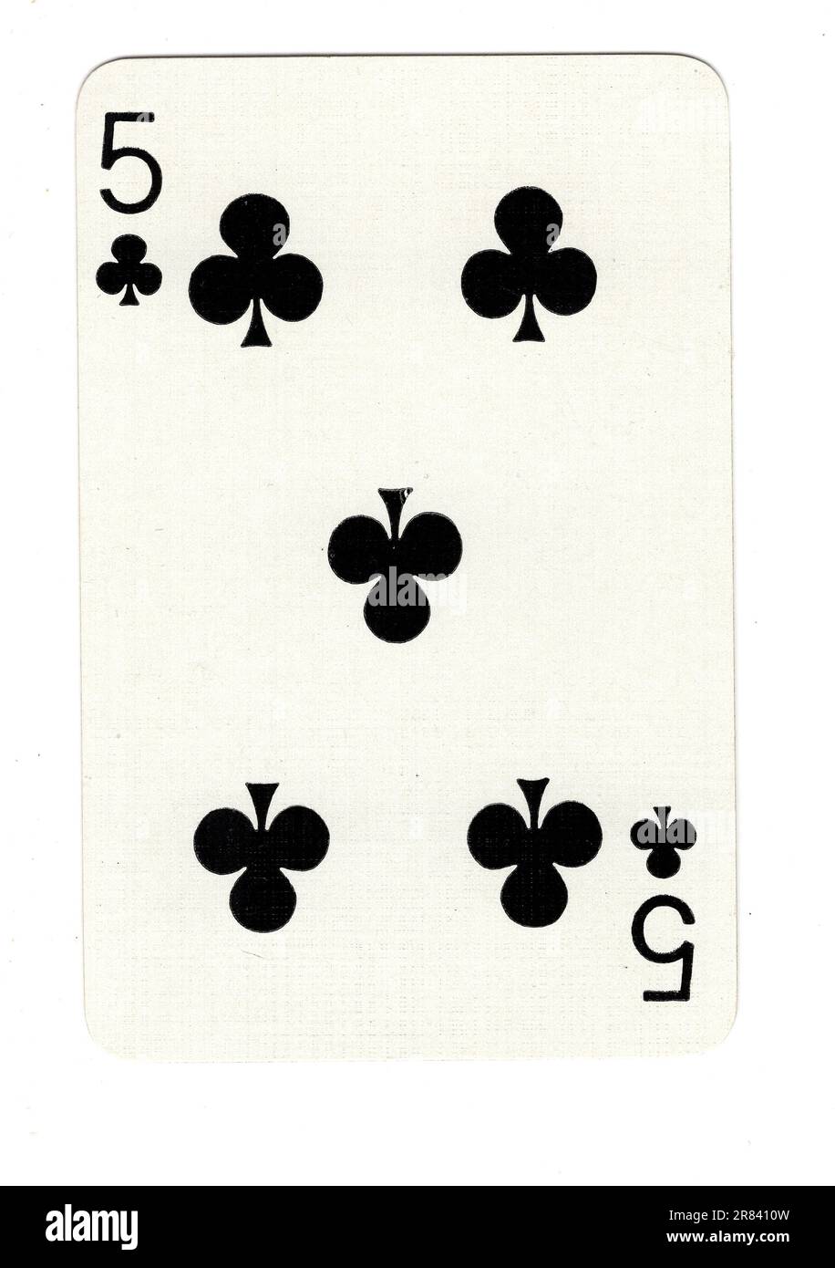 A five of clubs vintage playing card on a white background Stock Photo ...