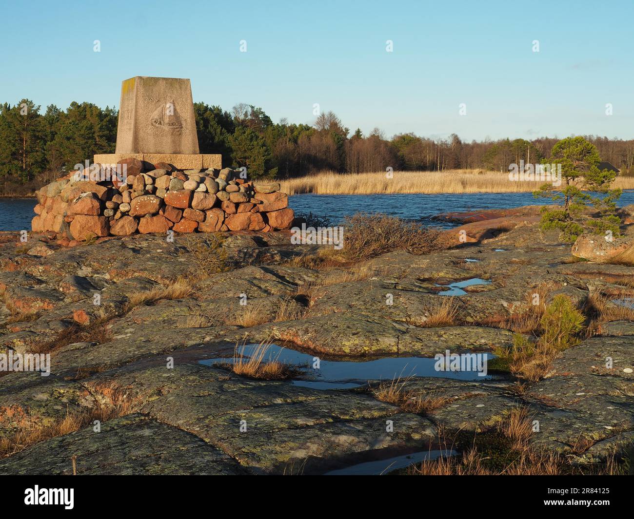 Monument to the Postal Workers, Eckeroe, Aland Stock Photo - Alamy