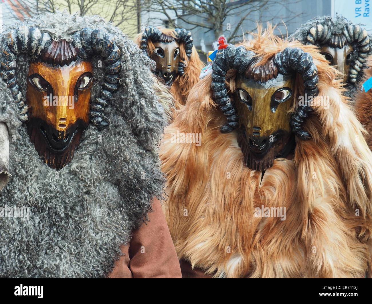 Figures of the Bockstall Fools' Guild from Weingarten (Wuerttemberg ...