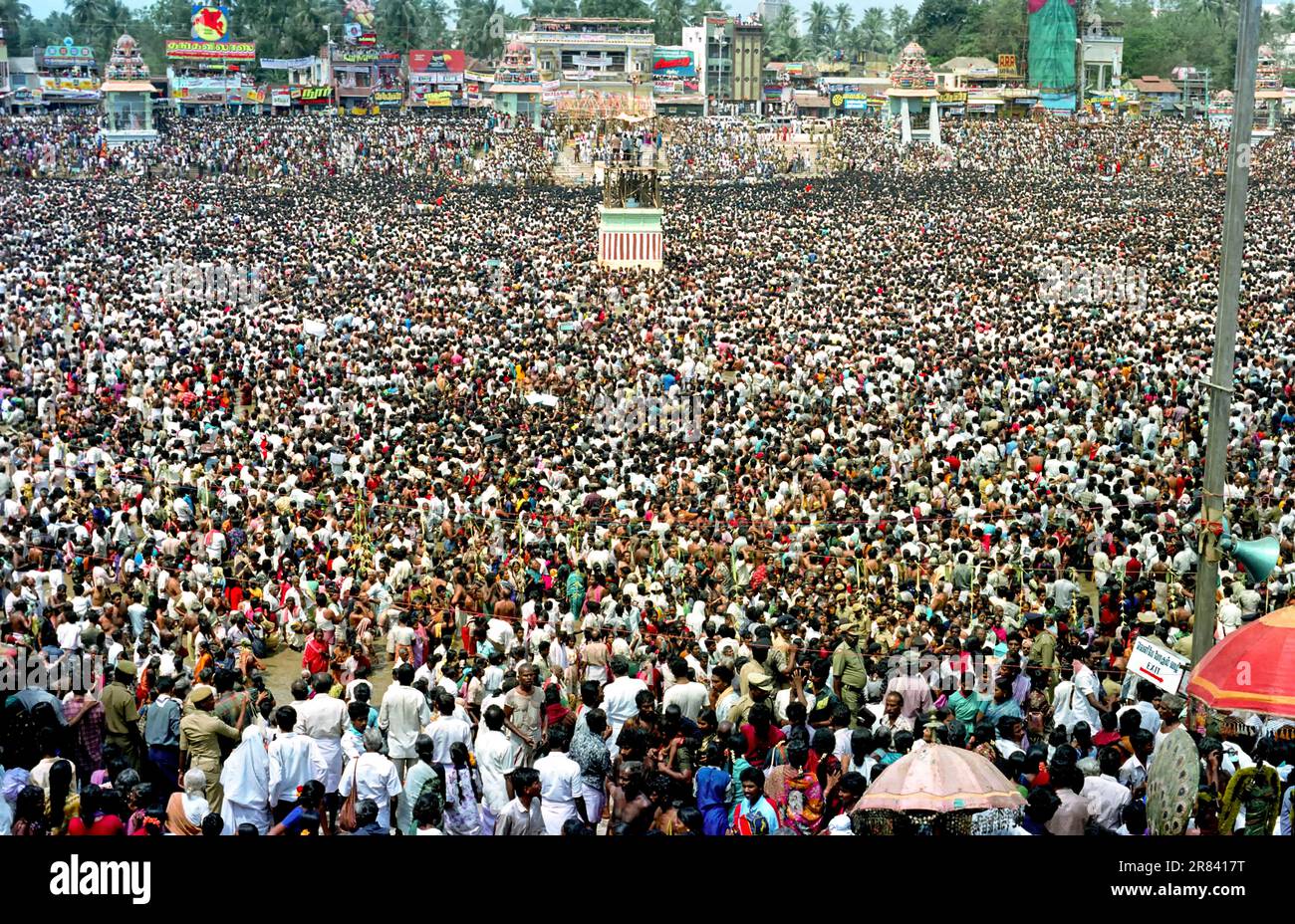 Sprinkling of Brahmma theertham (sacrad water) to the people during ...