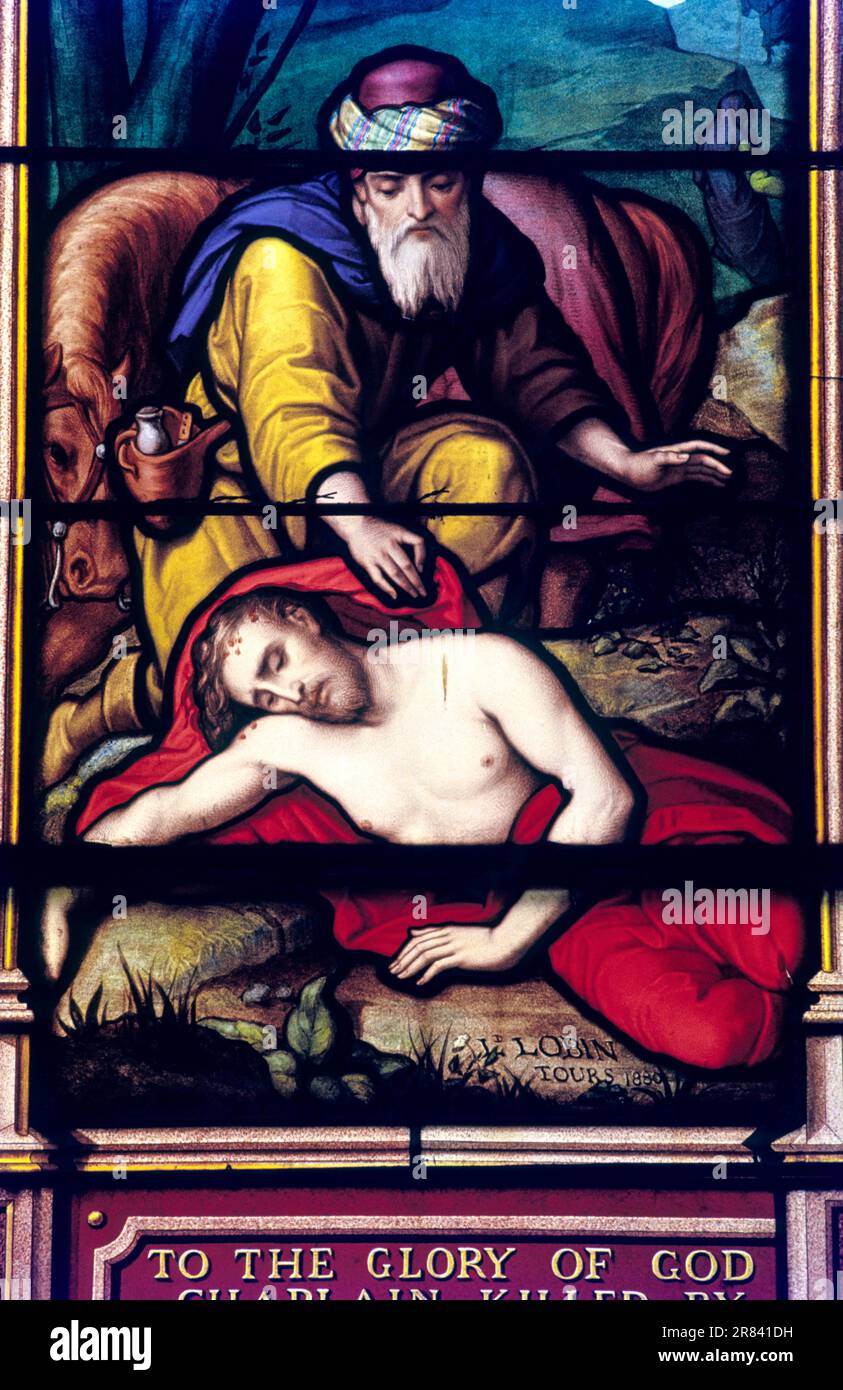 Stained glass window in All Saints Church established in 1854 in ...
