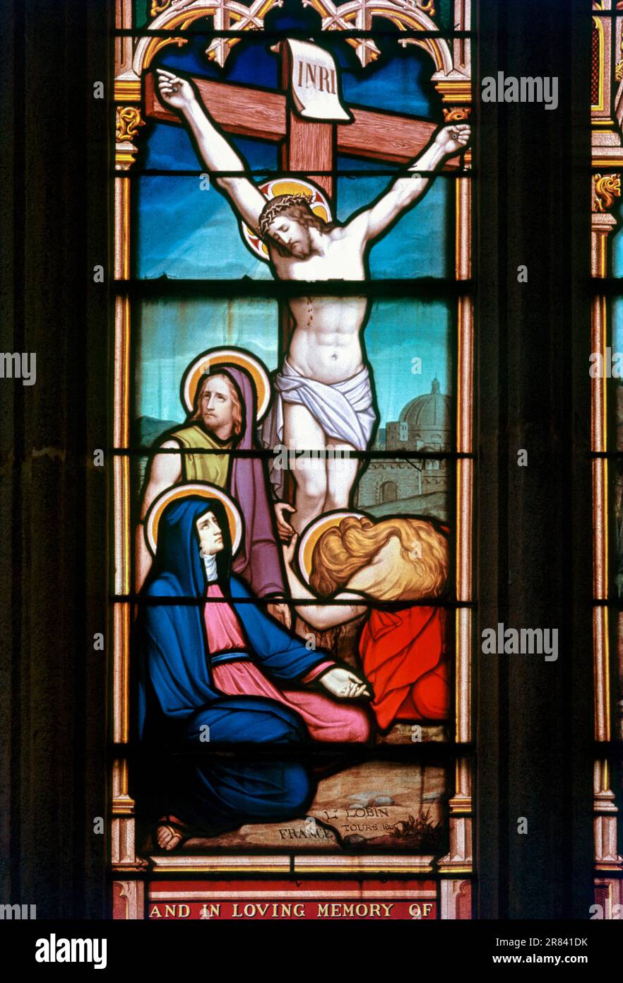 Stained glass window in All Saints Church established in 1854 in ...