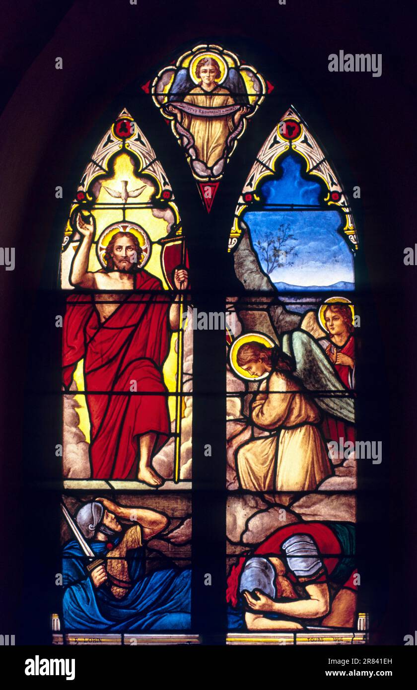 Stained glass window in All Saints Church established in 1854 in ...