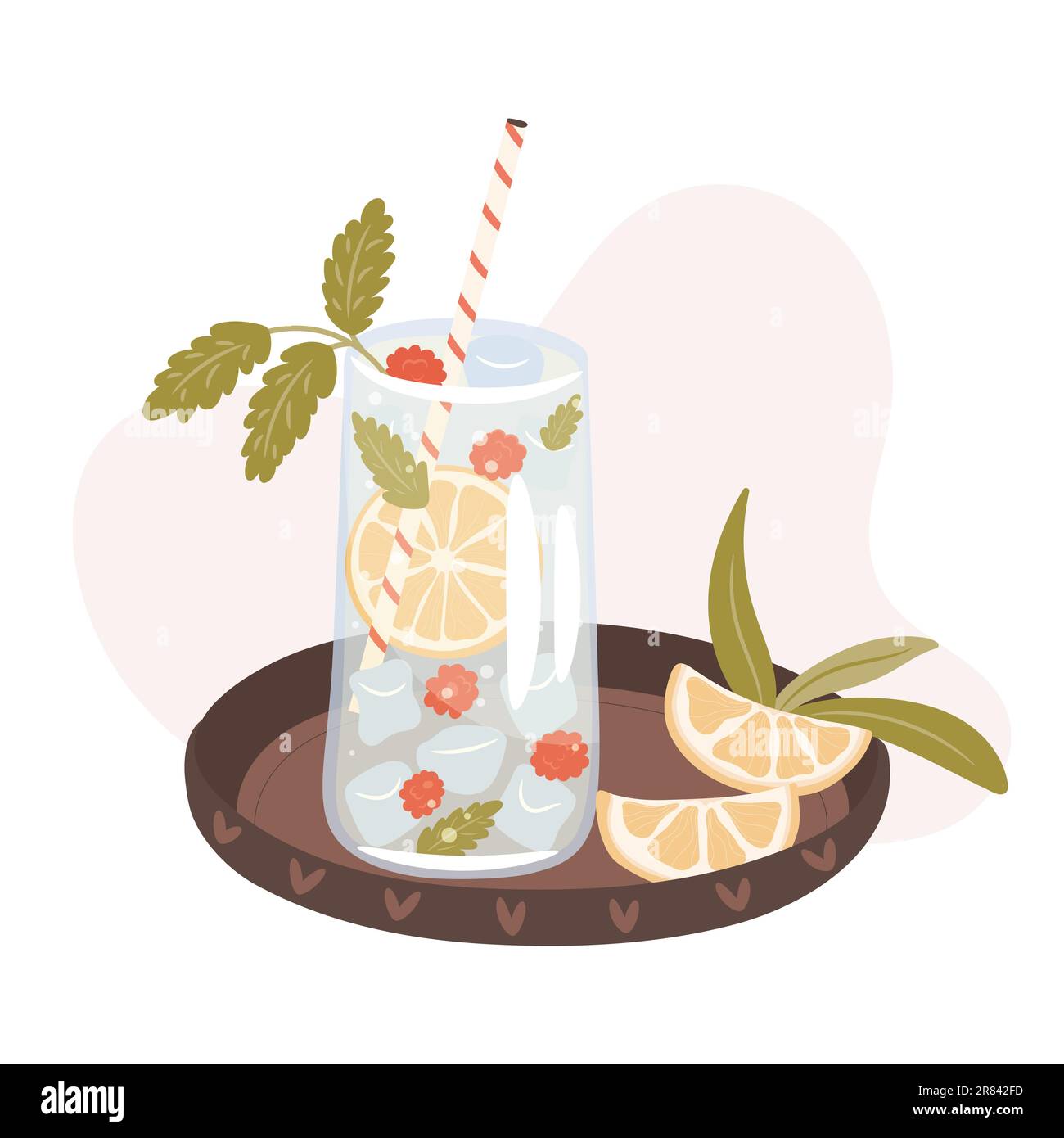 Glass of fresh summer ice lemonade. Vector illustration Stock Vector ...