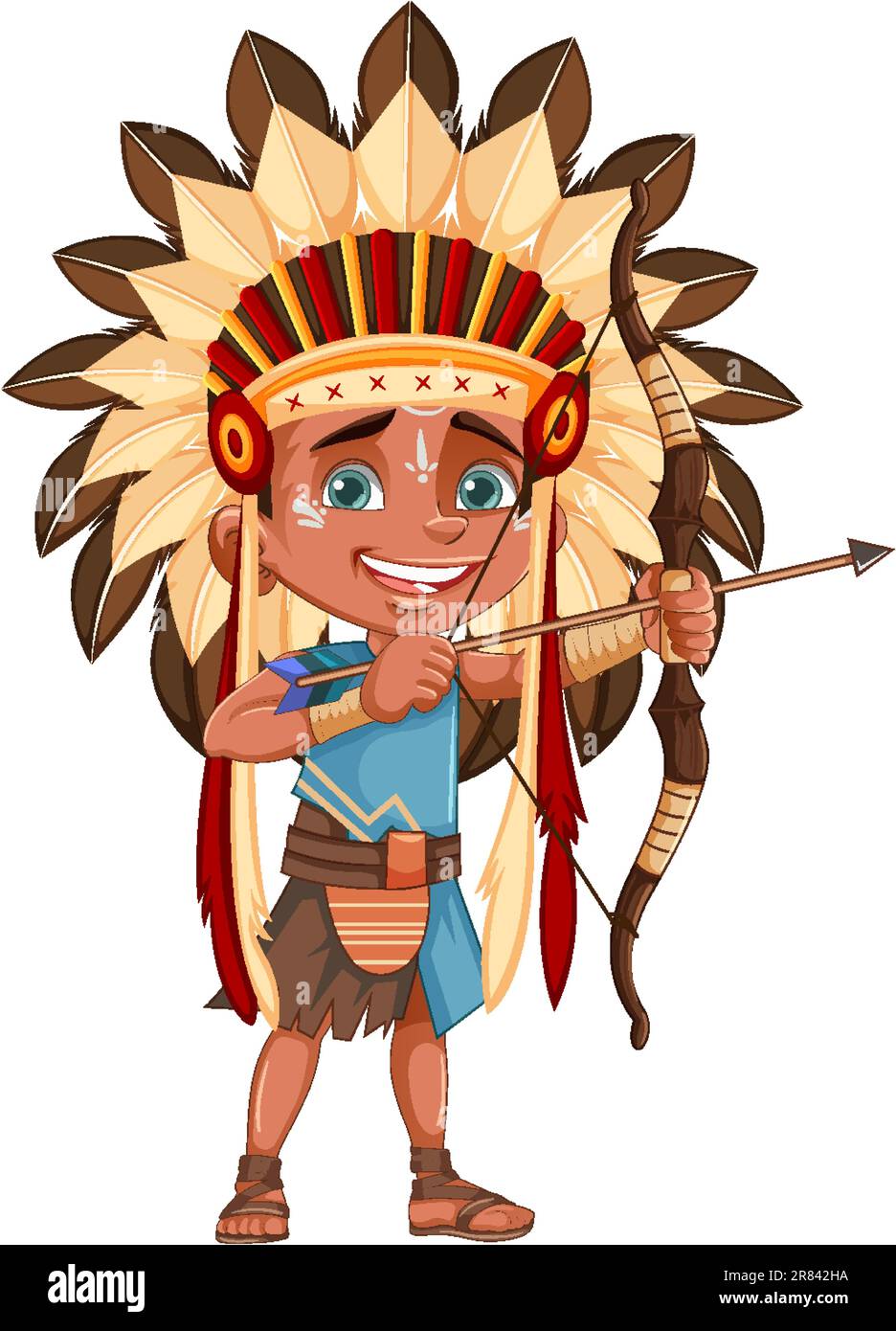 Native American Tribe Kid Archer illustration Stock Vector Image & Art ...