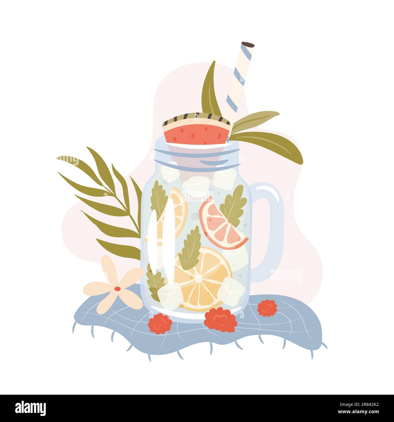 Jar of fresh summer ice lemonade. Vector illustration Stock Vector Image & Art - Alamy