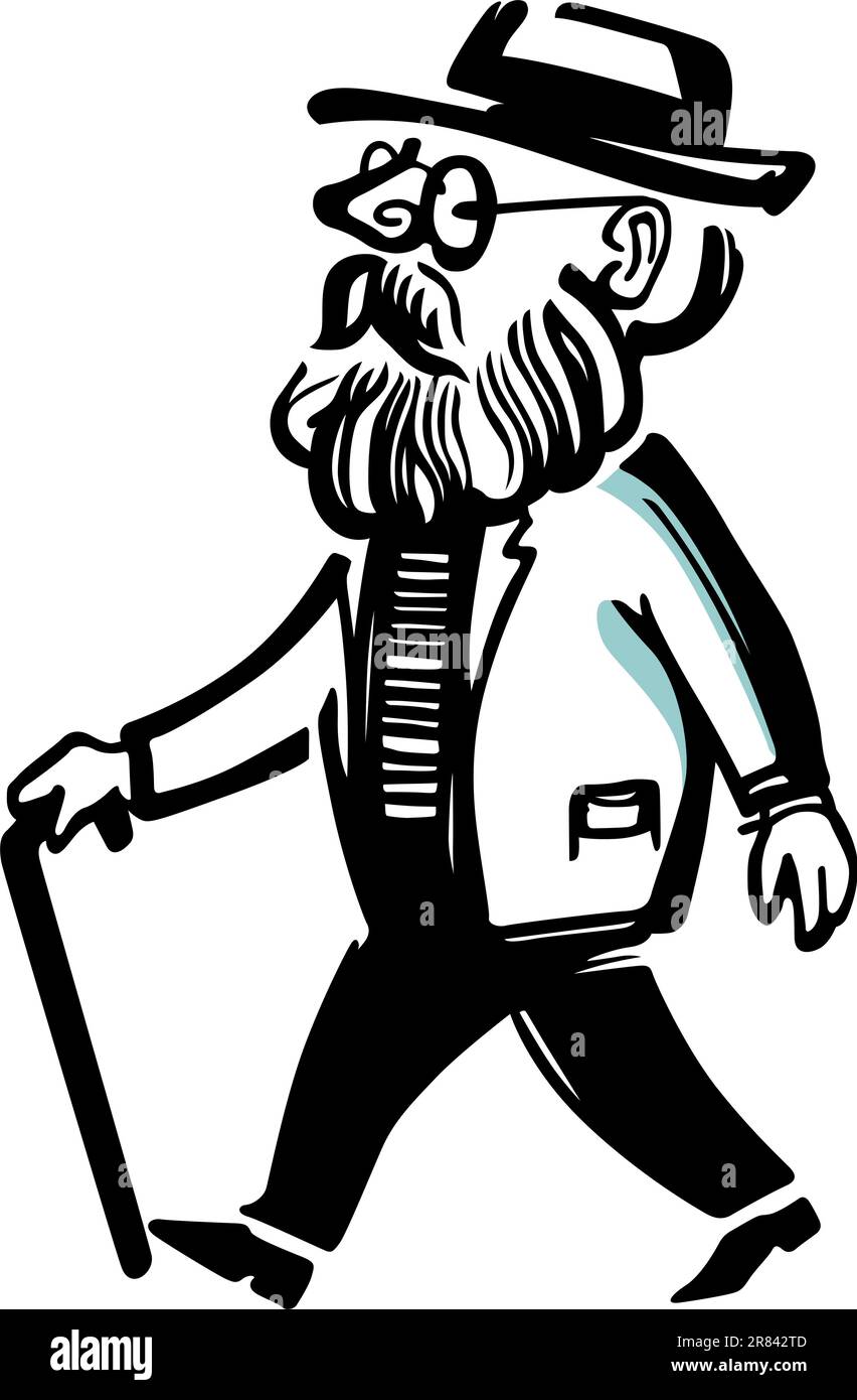 Cartoon old man walking stick Stock Vector Images - Alamy