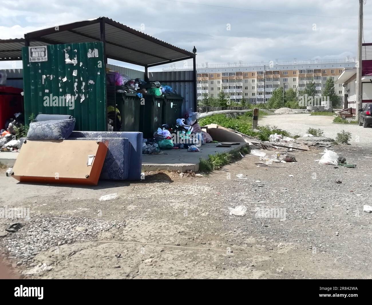 Overcrowded garbage containers with rubbish. Waste management ...