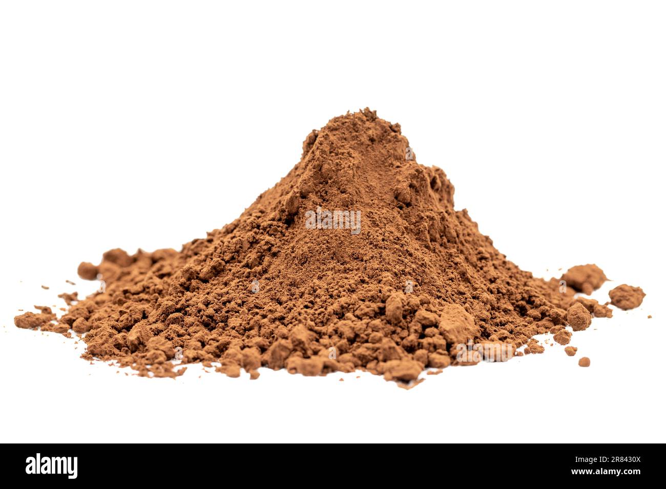Cocoa powder isolated on white background. Pile of cocoa powder. close ...