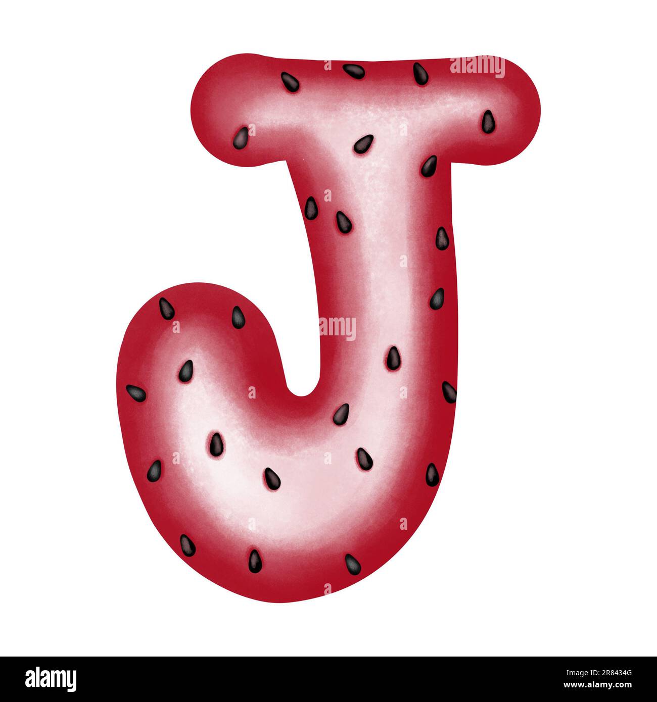 Watermelon alphabet letter J clipart.Summer watermelon alphabet illustration isolated on white ...