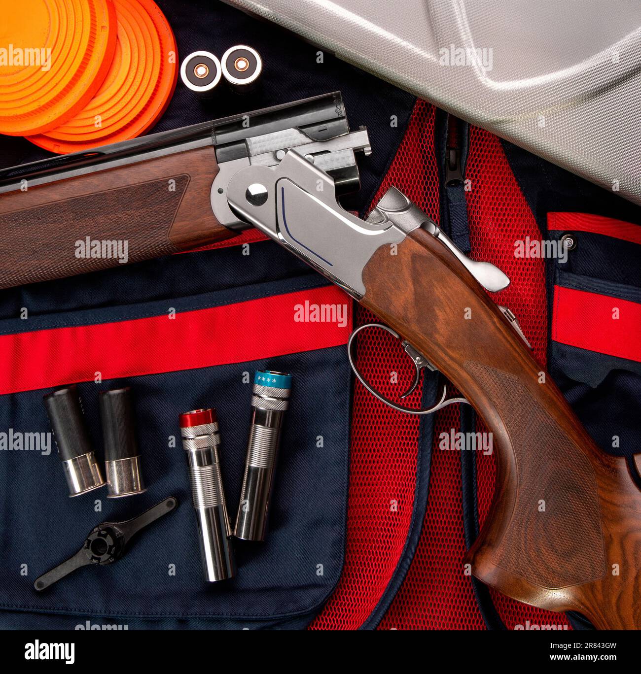 Clay target plates for shooting with rifle on wooden background Stock ...