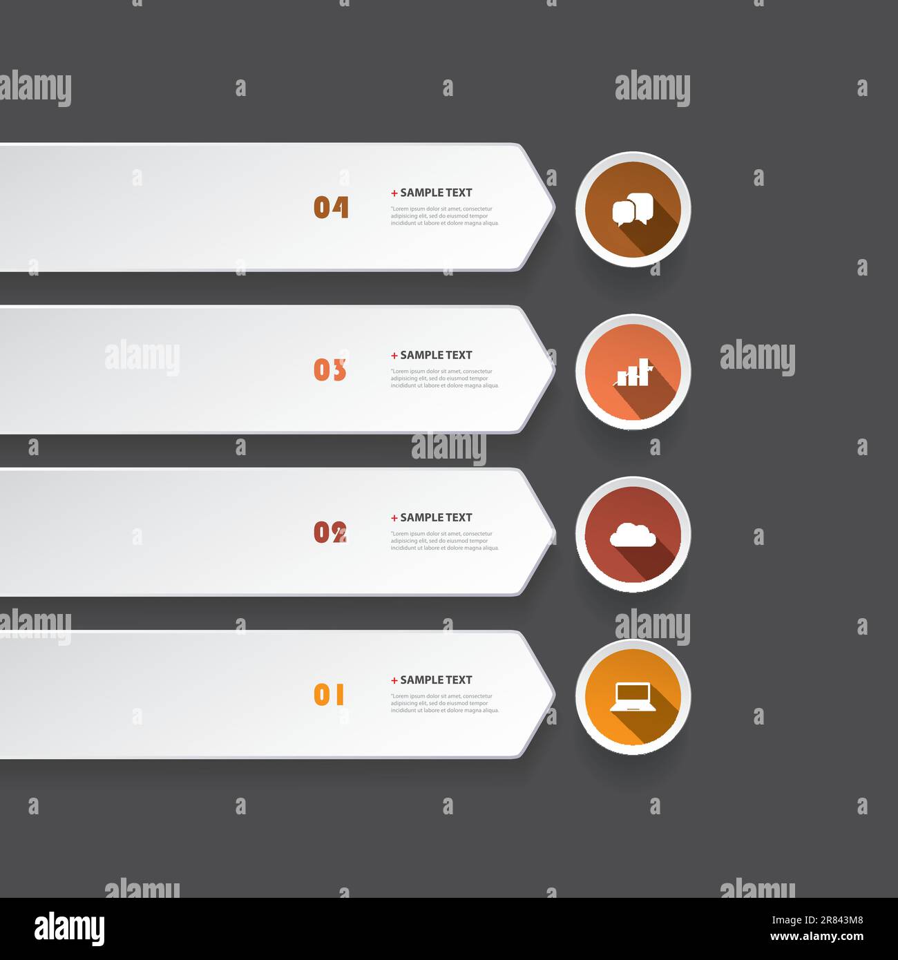 Colorful Modern Paper Cut Style Infographics Design - Horizontal Arrow ...