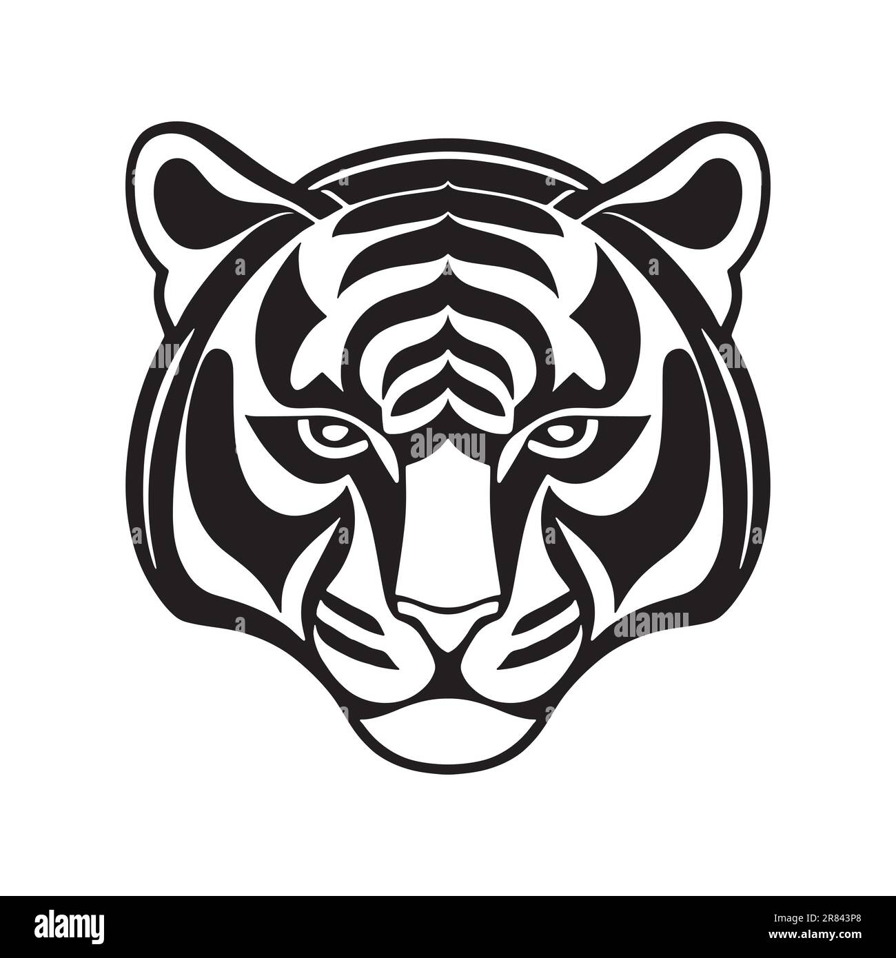 Tiger head black and white vector icon. Template for logo, emblem or ...