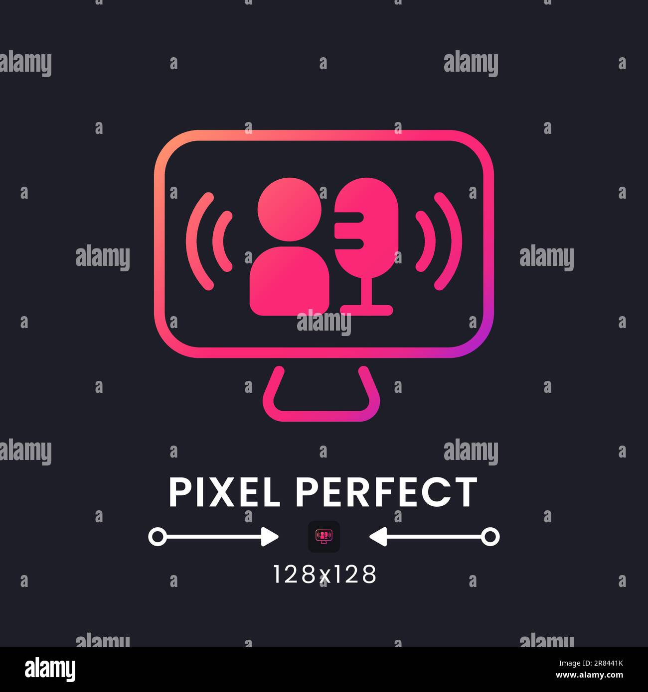 Live TV podcast pink solid gradient desktop icon on black Stock Vector ...