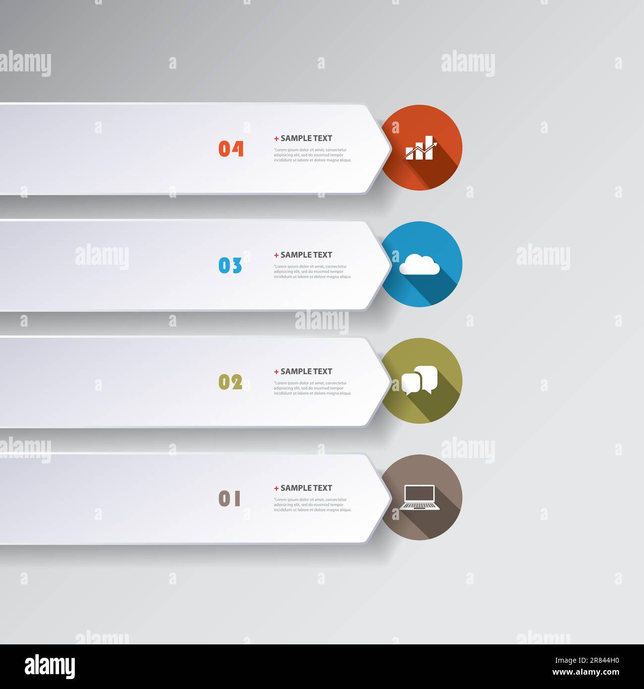 Colorful Modern Paper Cut Style Infographics Design - Horizontal Arrow ...