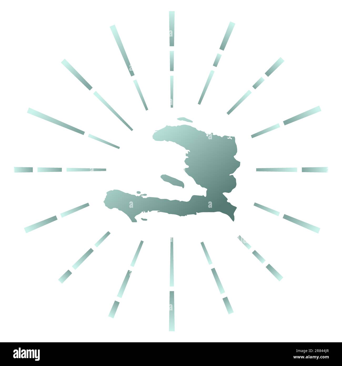 Haiti gradiented sunburst. Map of the country with colorful star rays ...
