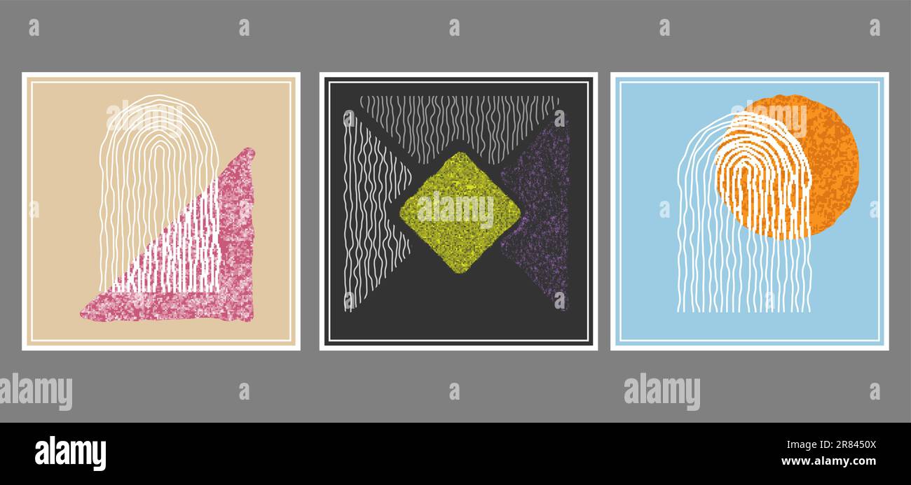 Abstract composition of distorted geometric shapes. A collection of ...