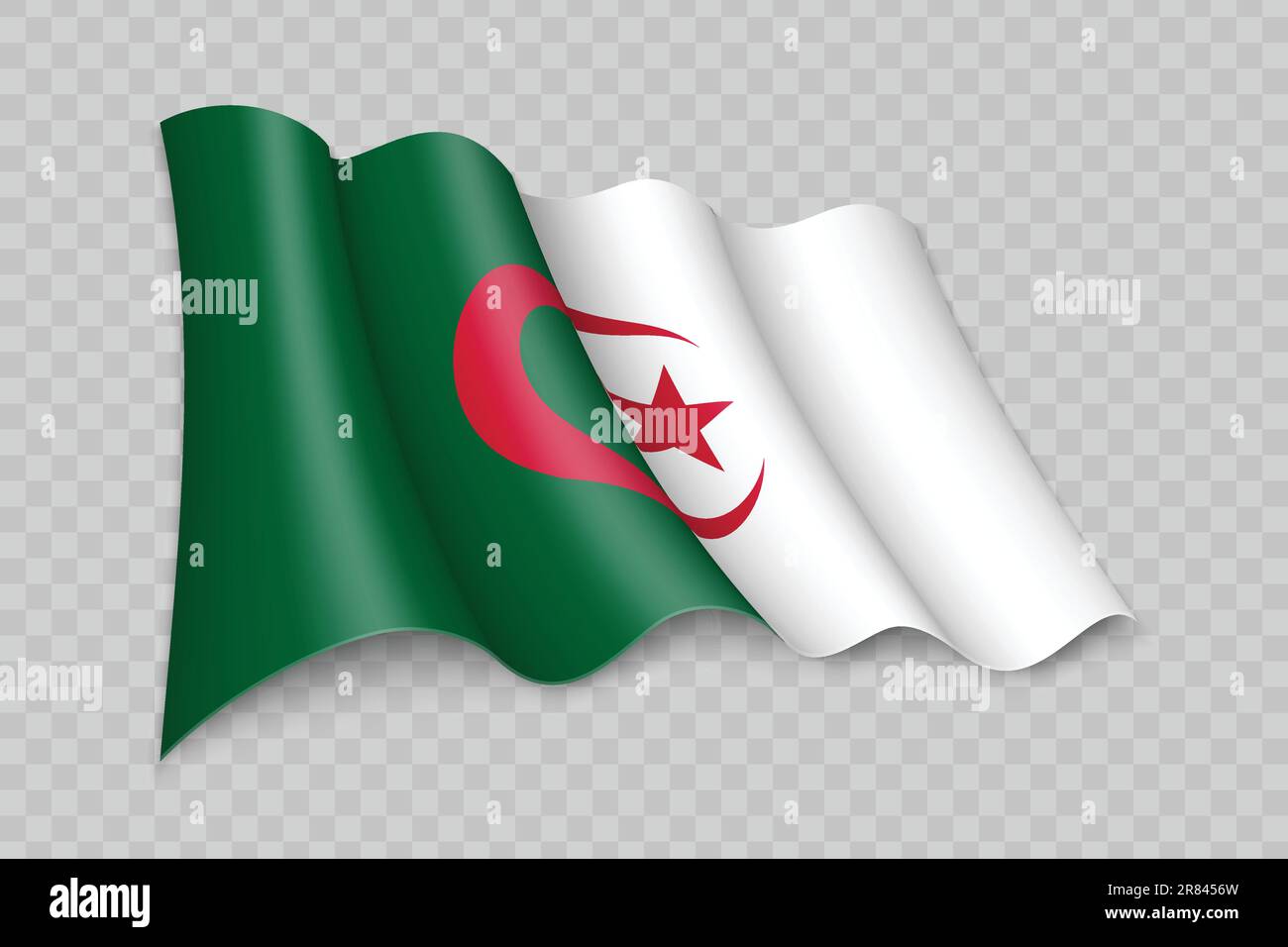 3D Realistic waving Flag of Algeria on transparent background Stock Vector Image & Art - Alamy