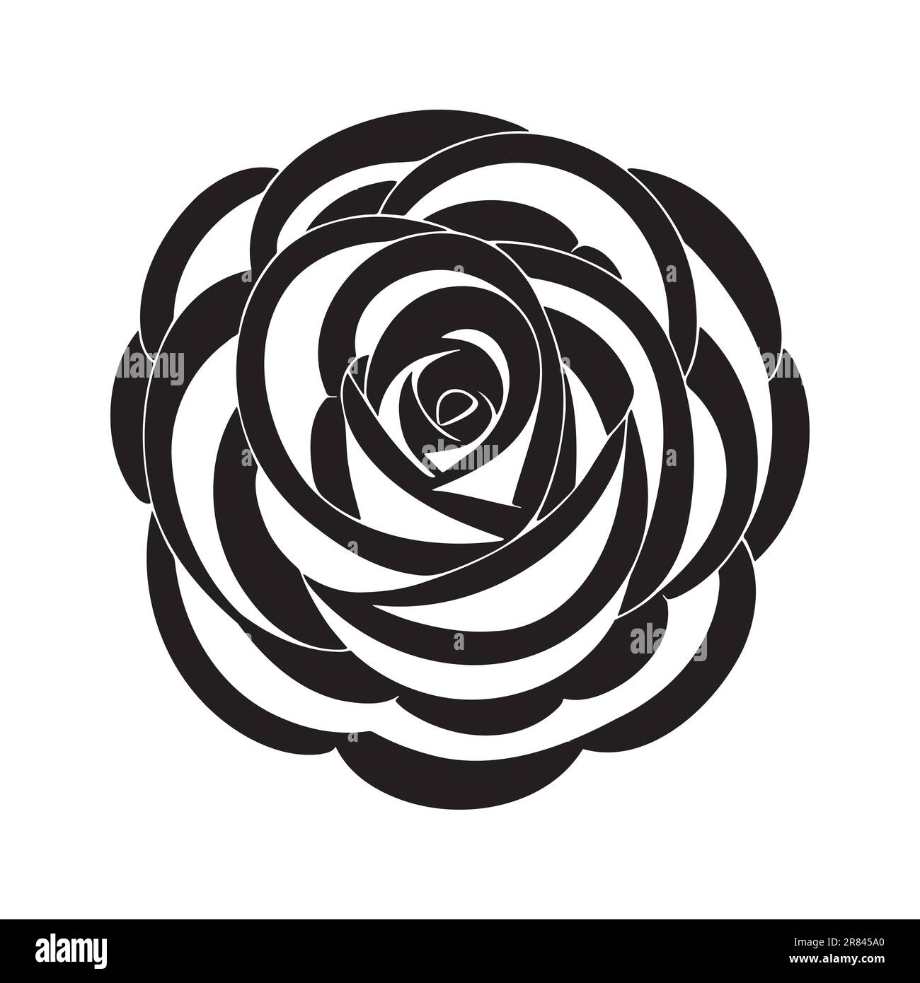 Rose flower silhouette logo isolated on white background, vector icon ...