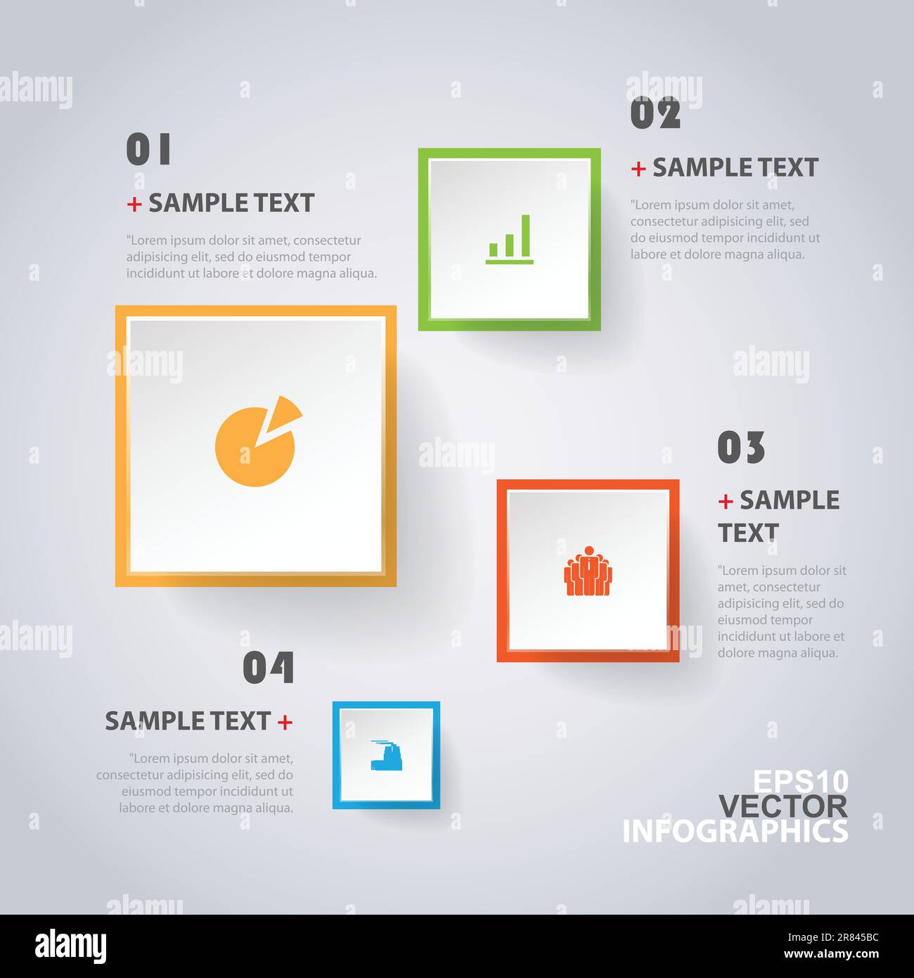 Colorful Modern Style Infographics Design - Set of Minimalist Numbered ...