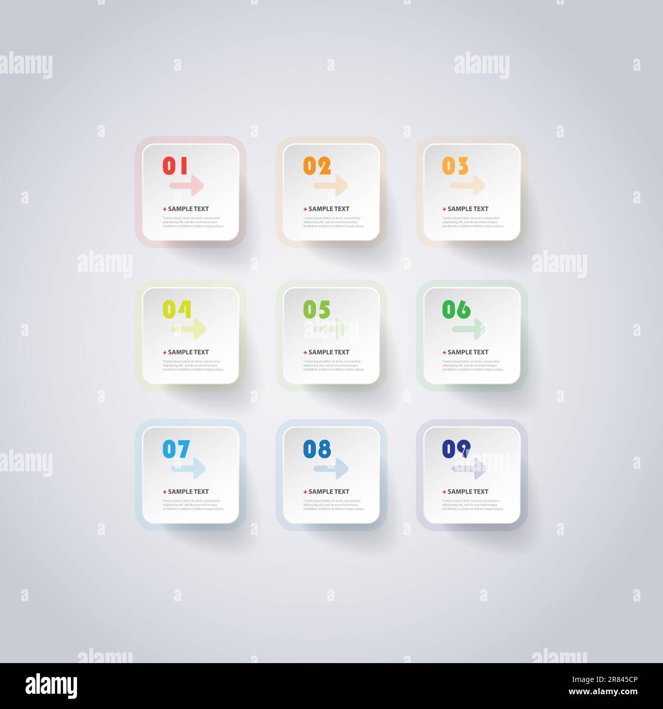 Colorful Modern Style Infographics Design - Set of Minimalist Numbered ...