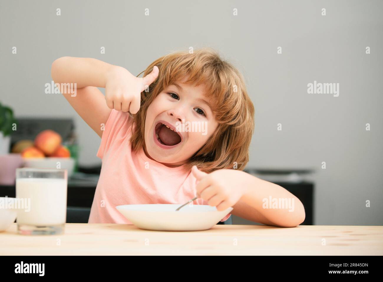 Healthy nutrition for kids. Caucasian toddler child boy eating healthy ...