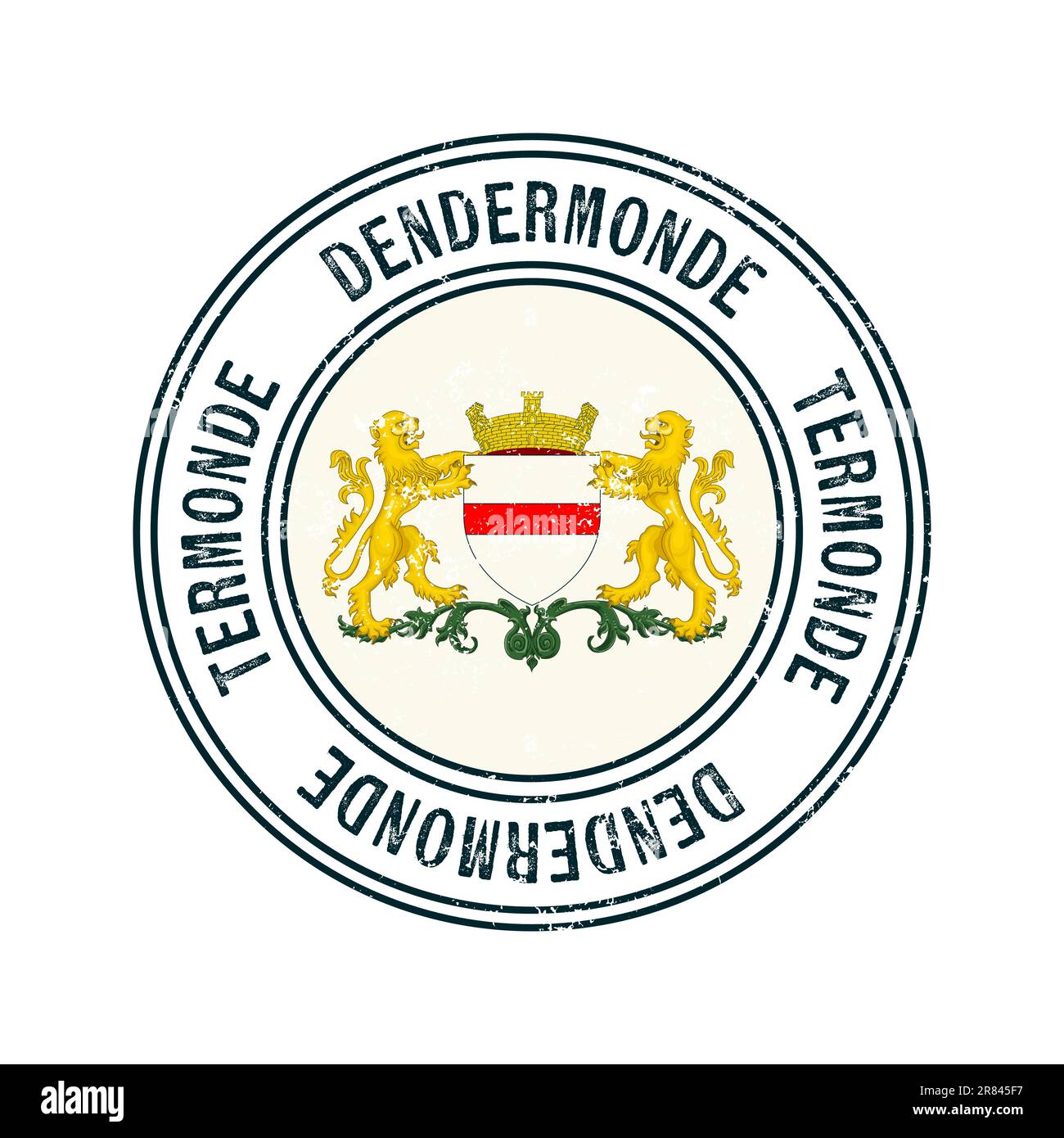 Dendermonde, Belgium city vector grunge rubber stamp over white ...