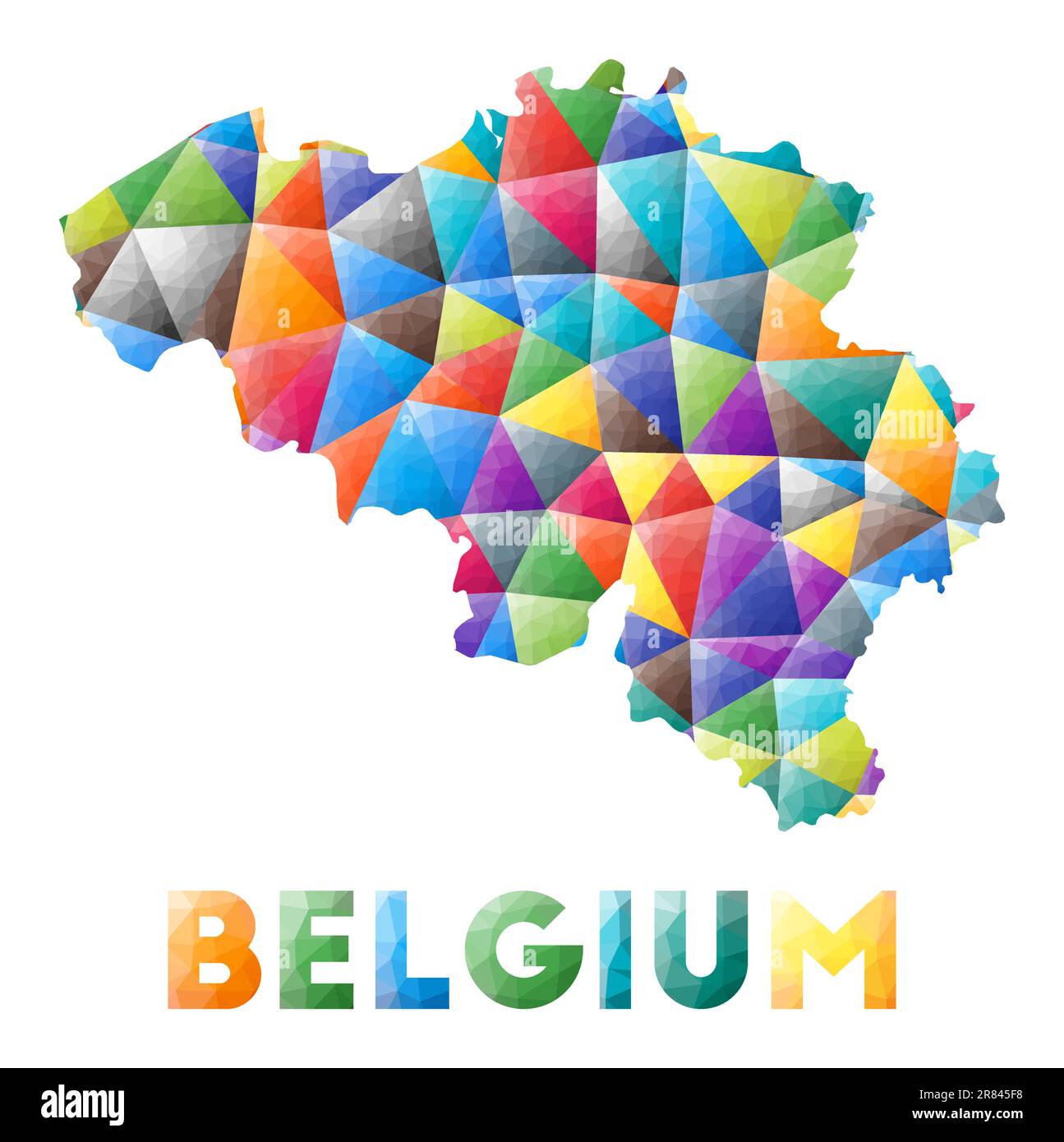 Belgium - colorful low poly country shape. Multicolor geometric ...