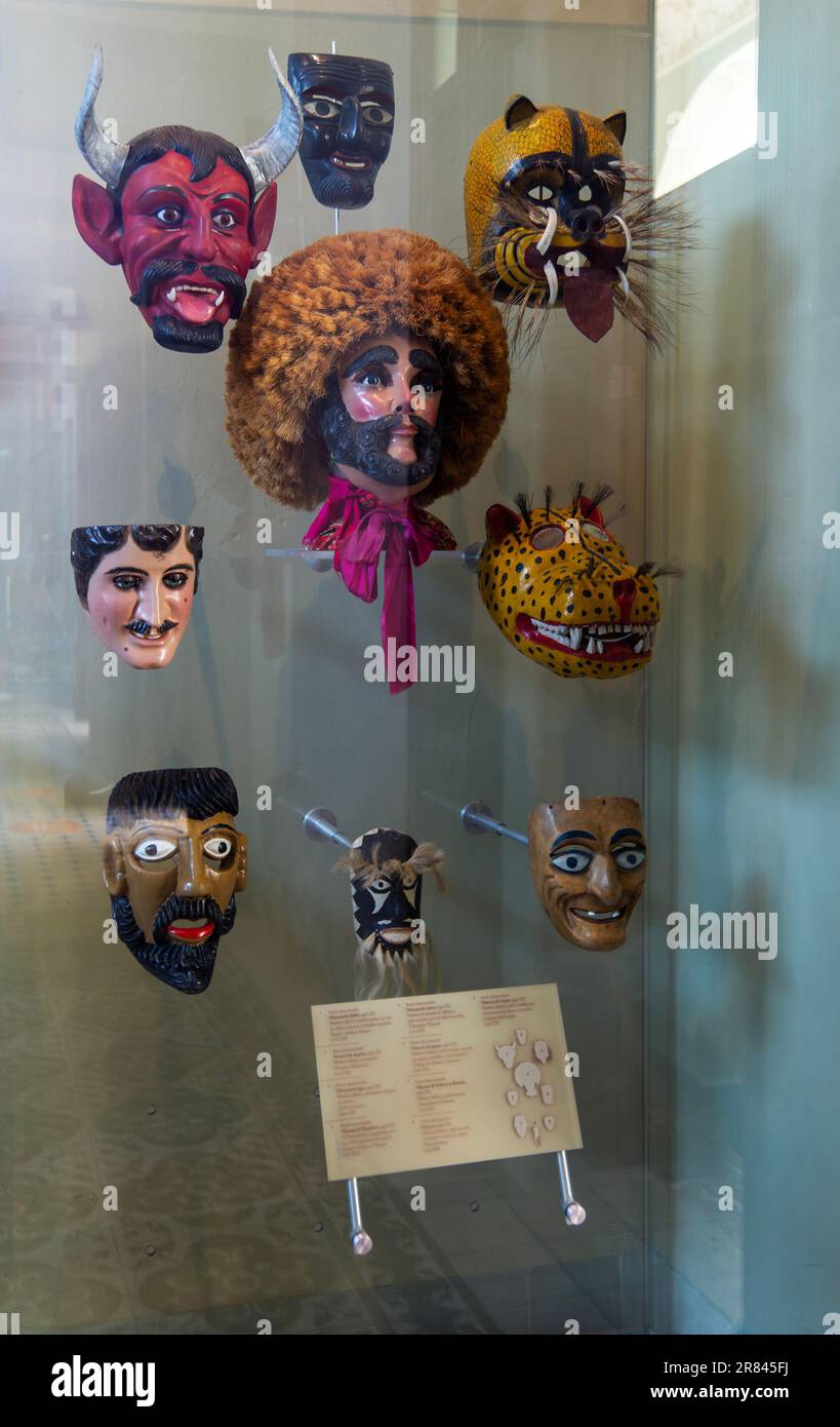 Display of various masks, Museo de Arte Popular de Yucatan, Merida ...