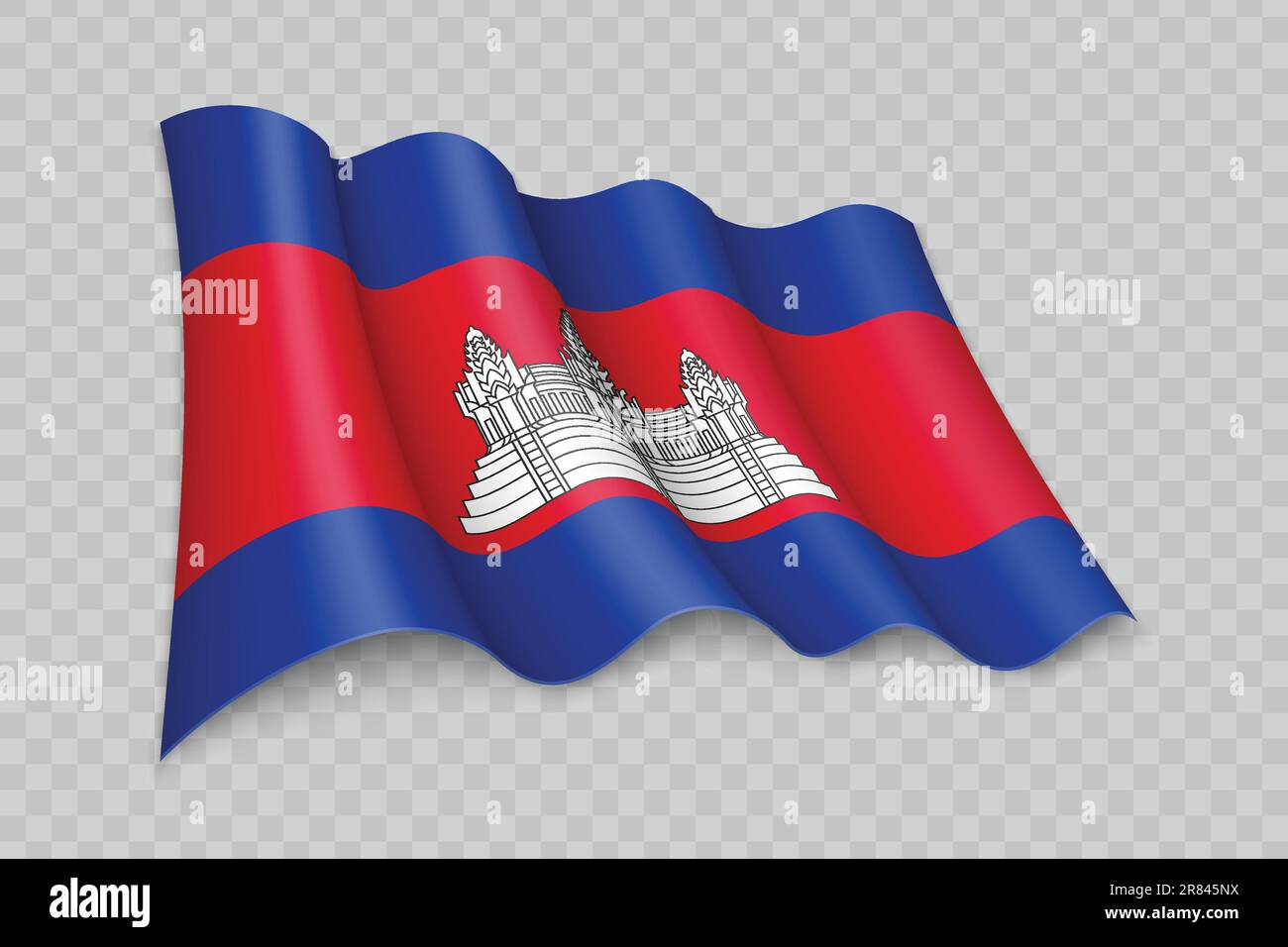 3D Realistic waving Flag of Cambodia on transparent background Stock ...