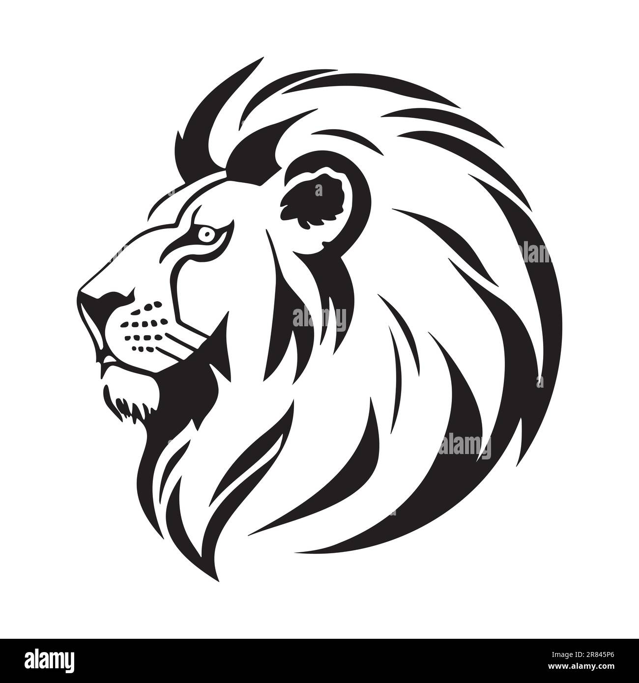 Lion head profile silhouette logo isolated on white background, vector ...