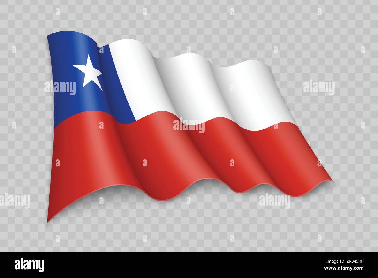 3D Realistic waving Flag of Chile on transparent background Stock ...