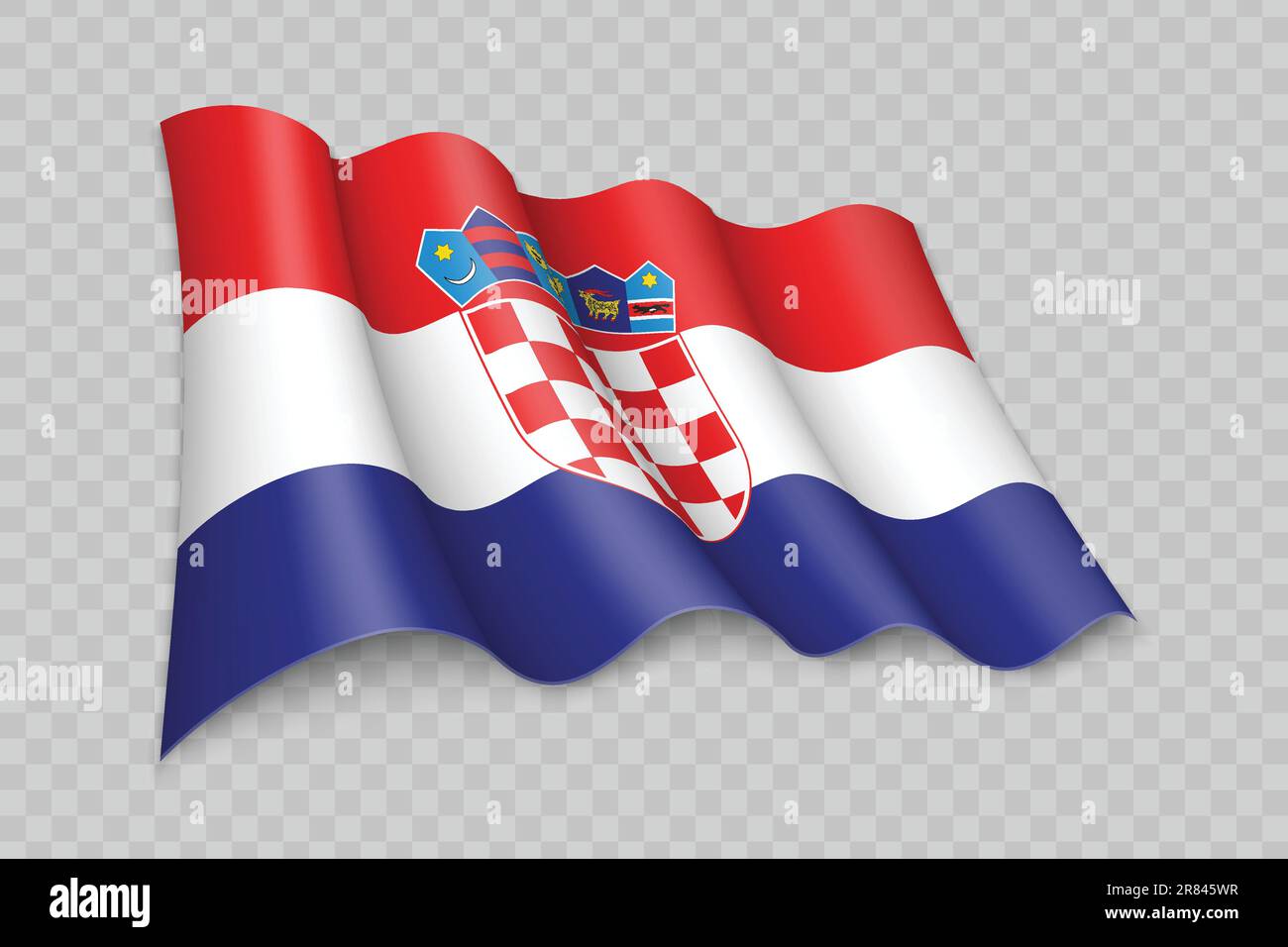 3D Realistic waving Flag of Croatia on transparent background Stock ...