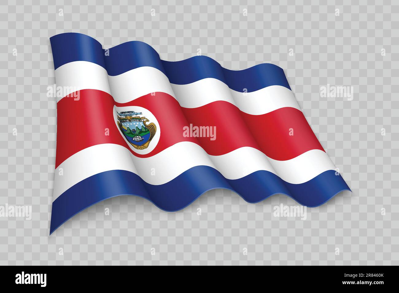 3D Realistic waving Flag of Costa Rica on transparent background Stock ...