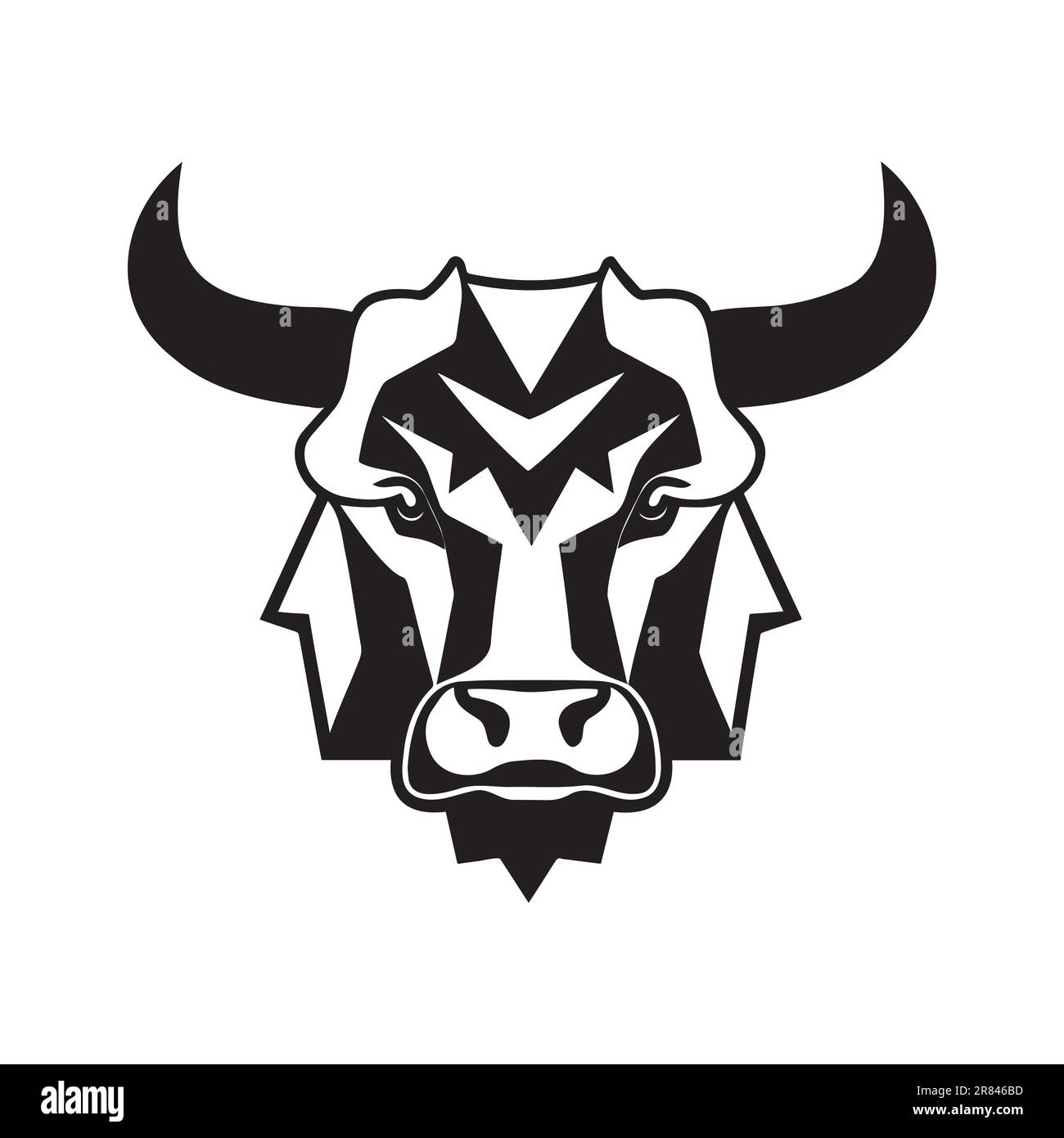 Bull head black and white vector icon. Template for logo, emblem or ...