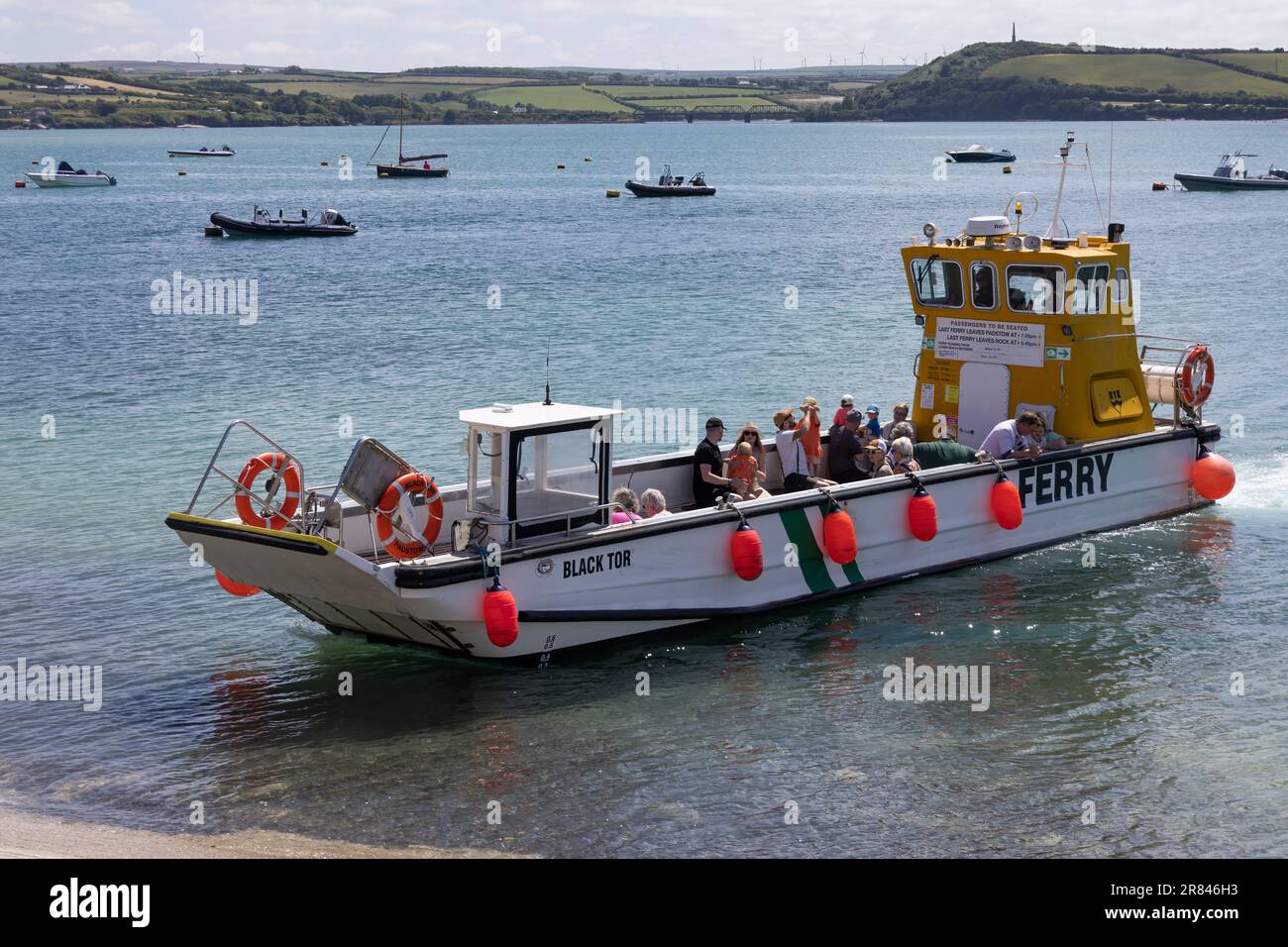 Rock, Cornwall, UK - June 12. View of the ferry at Rock, Cornwall on ...
