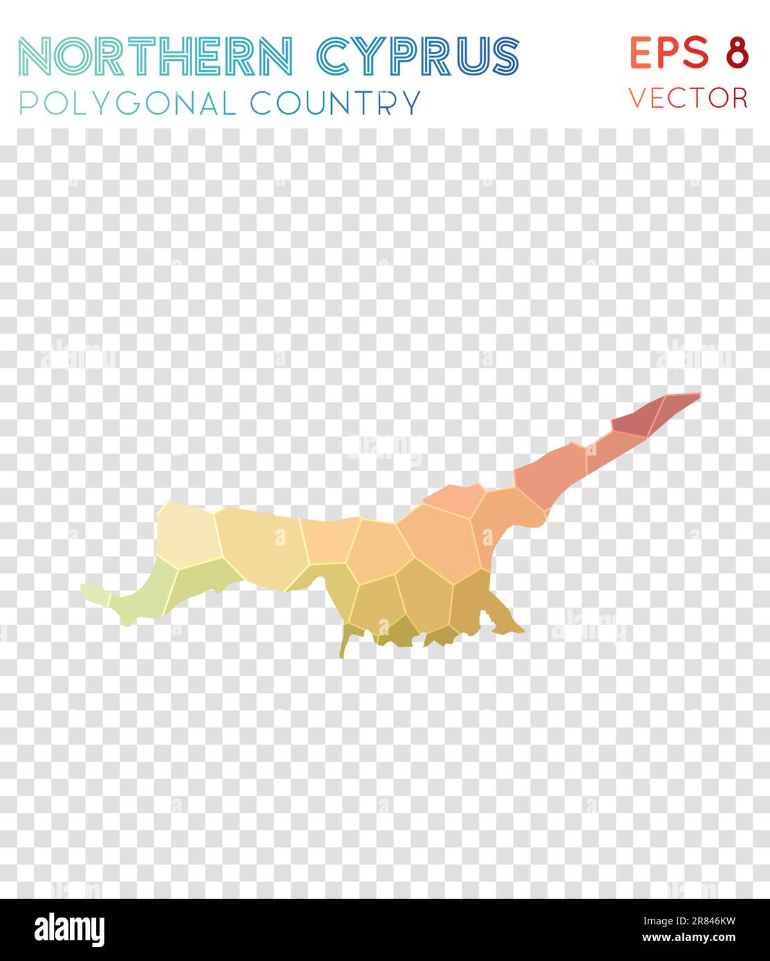 Northern Cyprus polygonal map, mosaic style country. Enchanting low ...