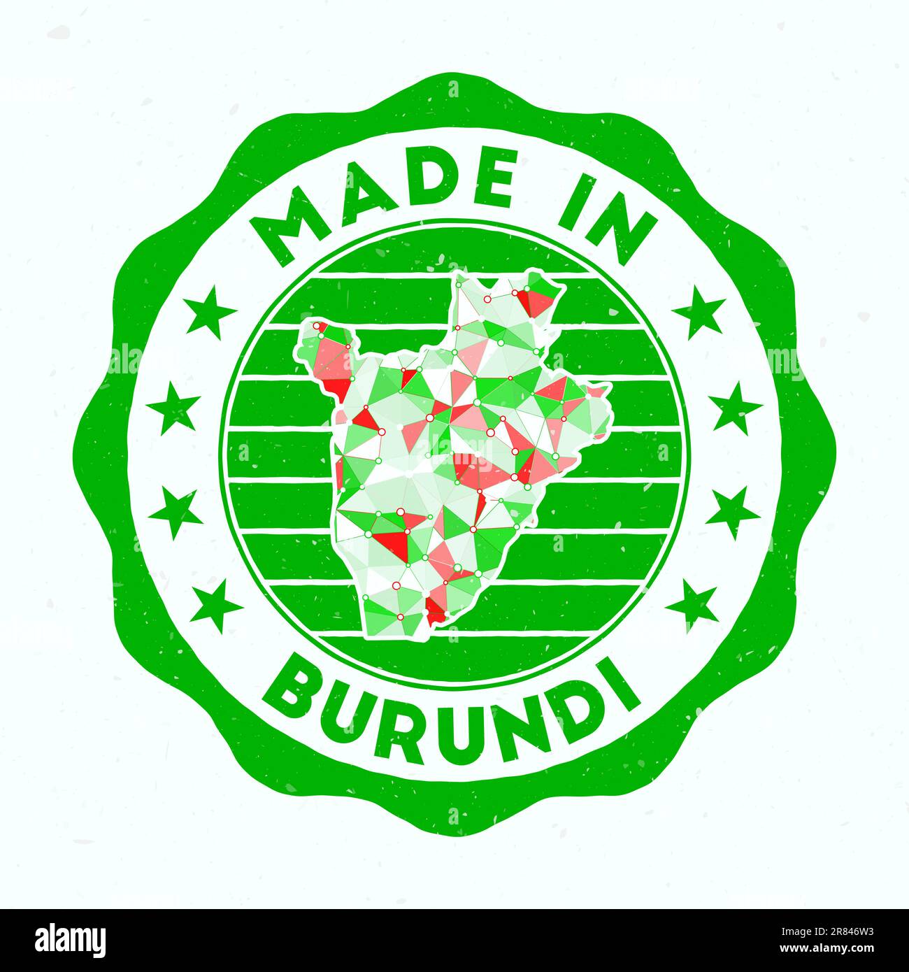 Made In Burundi. Country round stamp. Seal of Burundi with border shape ...