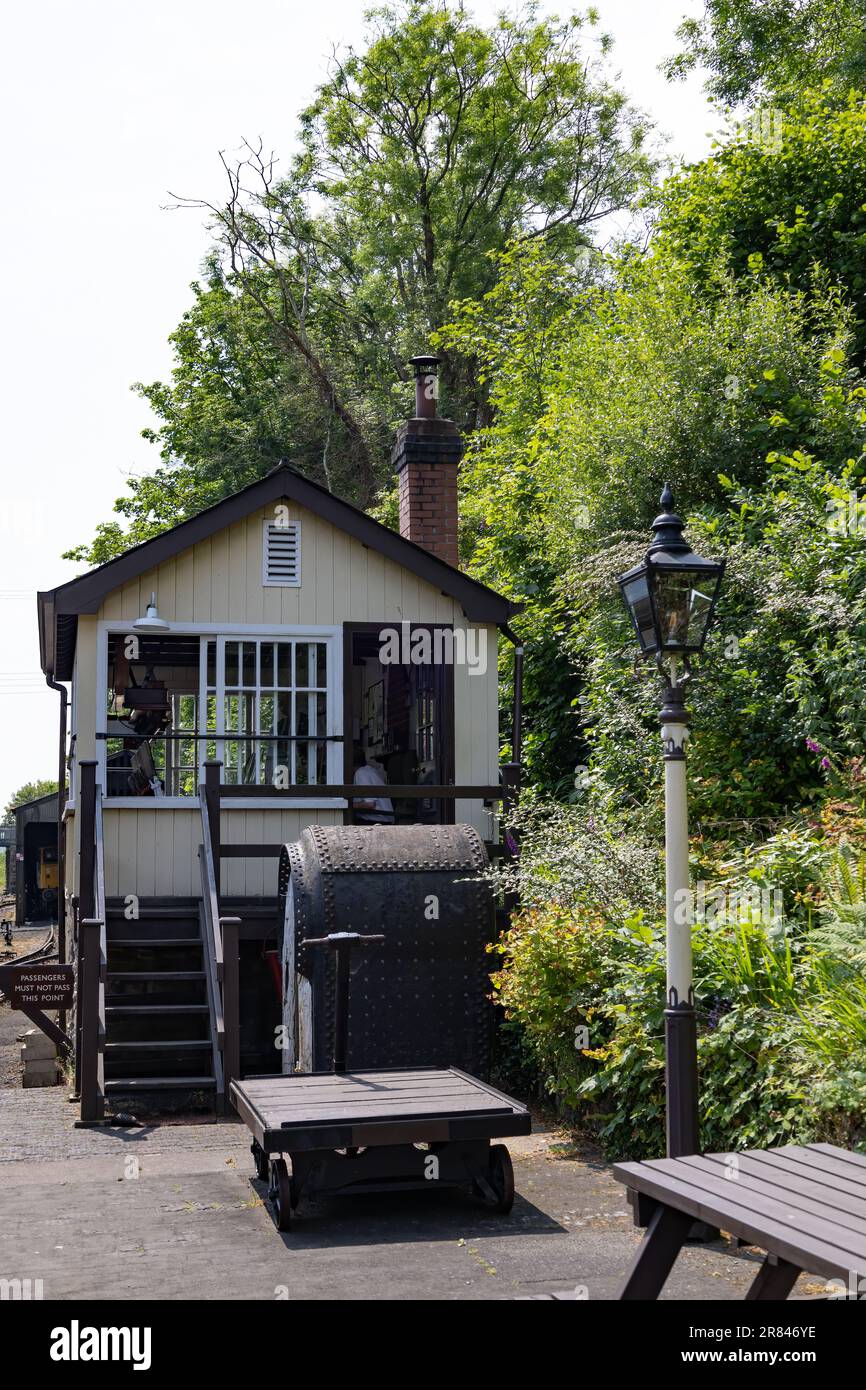 Bodmin, Cornwall, UK - June 13. Signal box at Bodmin General railway ...