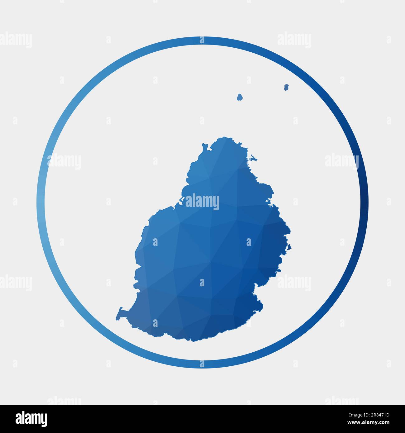Mauritius icon. Polygonal map of the island in gradient ring. Round low ...