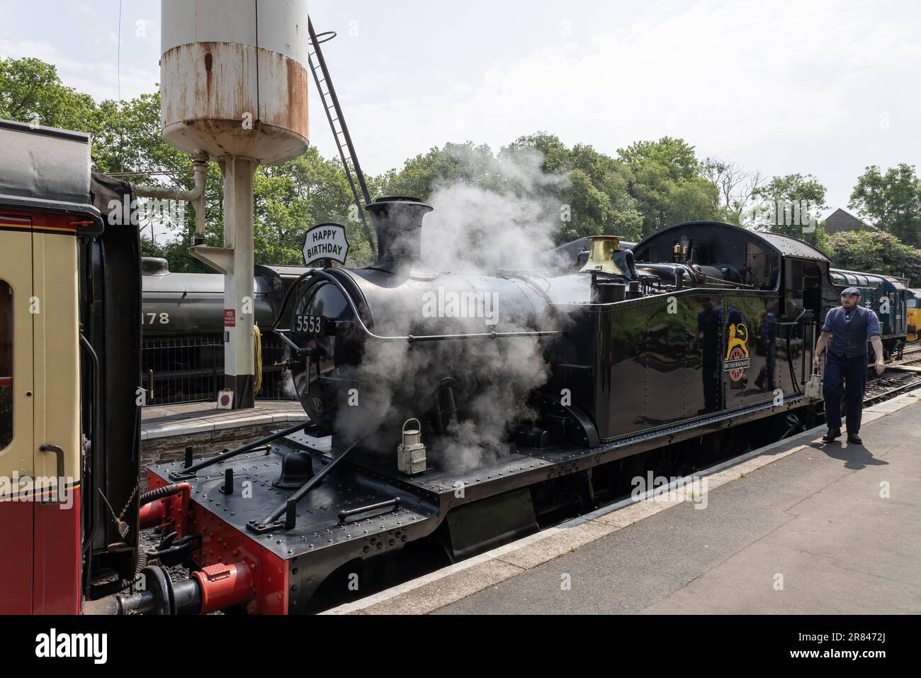 Bodmin, Cornwall, UK - June 13. Steam train at Bodmin General railway ...