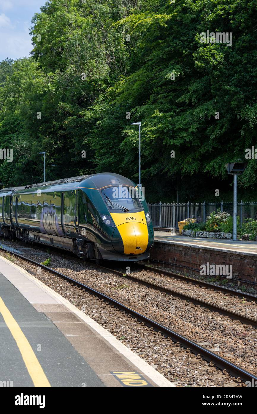 Bodmin, Cornwall, UK - June 13. High speed GWR train at Bodmin General ...