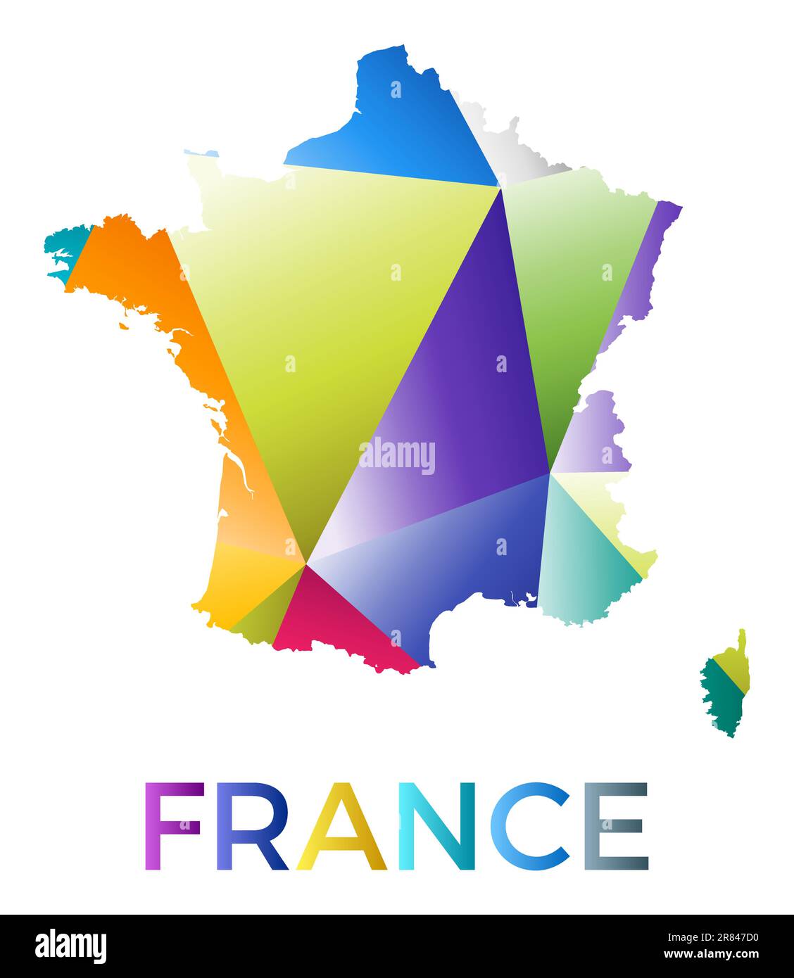 Bright colored France shape. Multicolor geometric style country logo ...