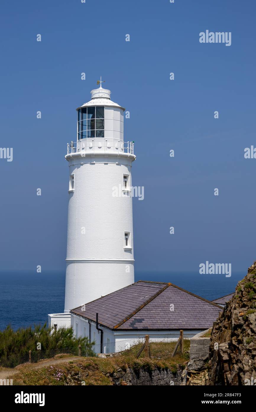 Trevose Head, Cornwall, UK - June 15. View of the Lighthouse at Trevose ...